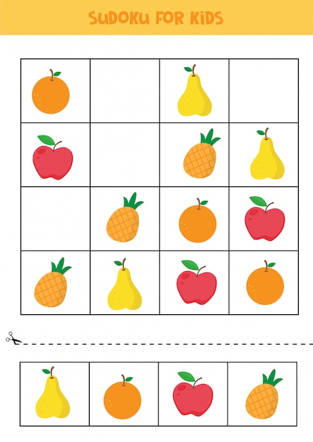 Vibrant Fruit-Themed Sudoku Grid for Kids | Jiffy Designs