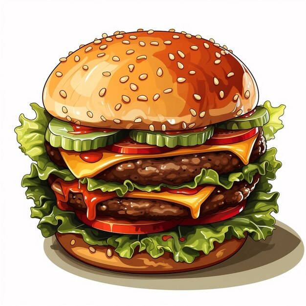 Delectable Double-Decker Burger with Vibrant Toppings | Jiffy Designs