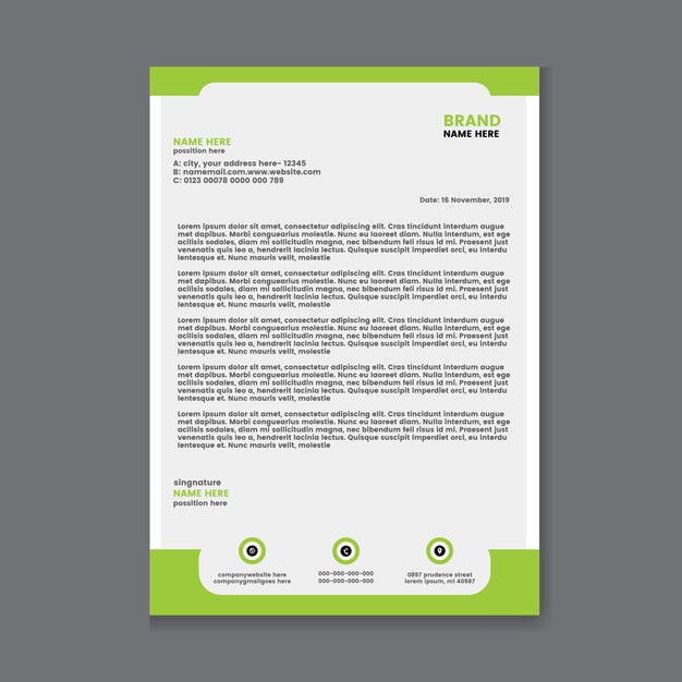 Vibrant Green Letterhead with Circular Graphic Elements | Jiffy Designs