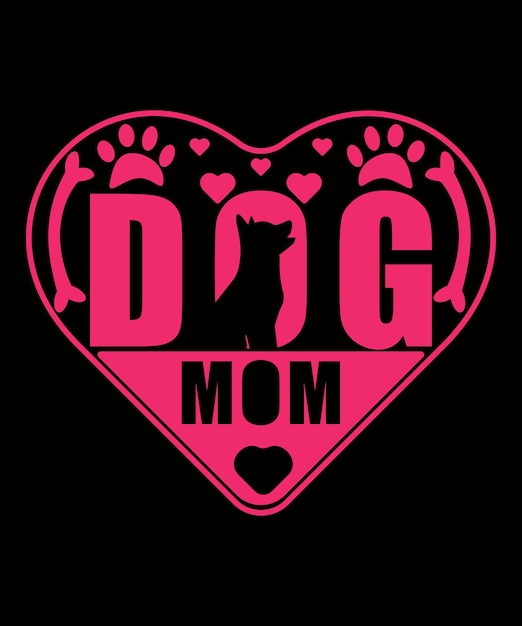 Vibrant Heart-Shaped Dog Mom Design with Paw Prints | Jiffy Designs
