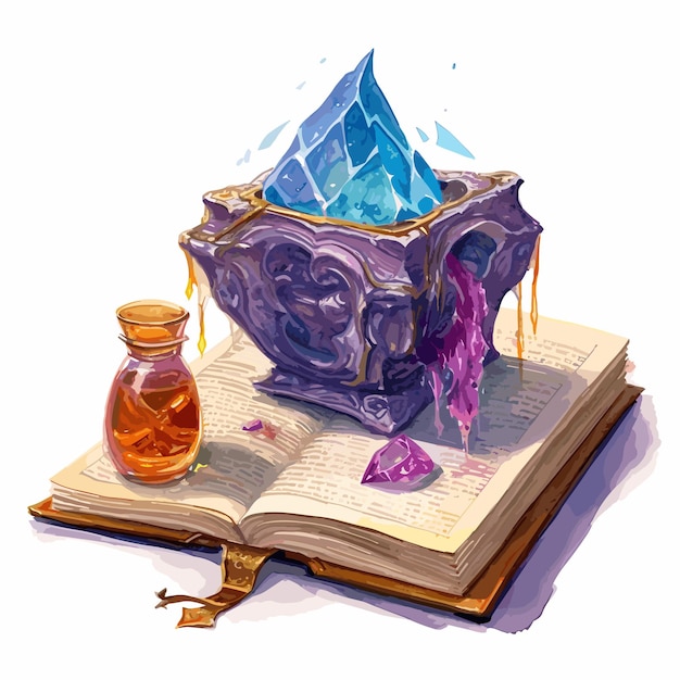 Enchanted Book with Mystical Crystals and Potion Bottle | Jiffy Designs