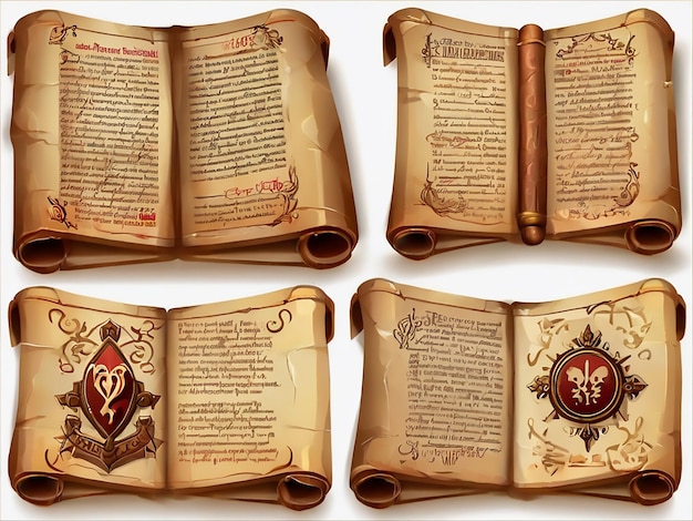 Antique Scrolls with Ornate Designs and Heraldic Symbols | Jiffy Designs