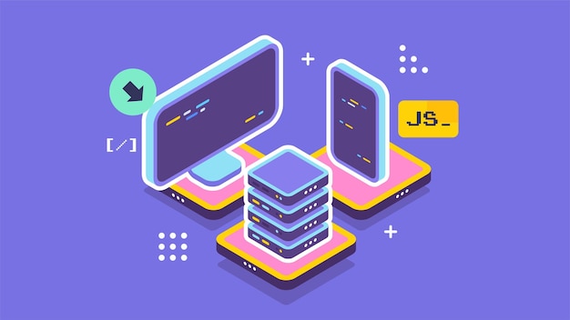 Vibrant Isometric Tech Devices on a Colorful Background | Jiffy Designs