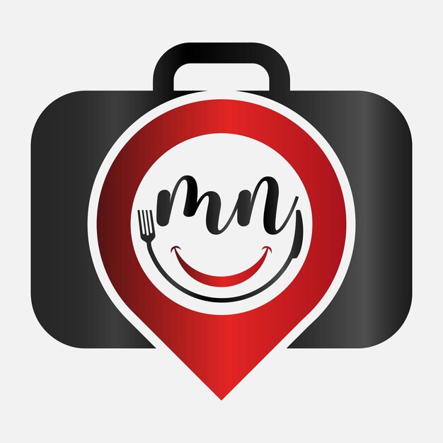 Smiling Restaurant Locator Icon on Luggage Silhouette | Jiffy Designs