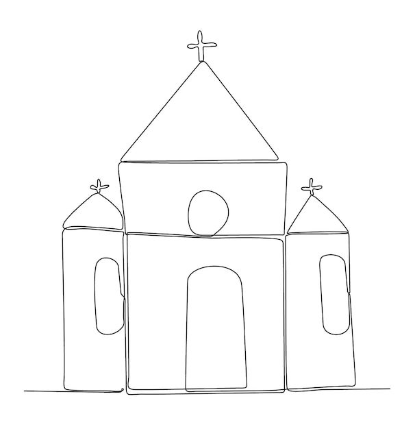 Minimalist Architectural Sketch of a Simple Church Building | Jiffy Designs