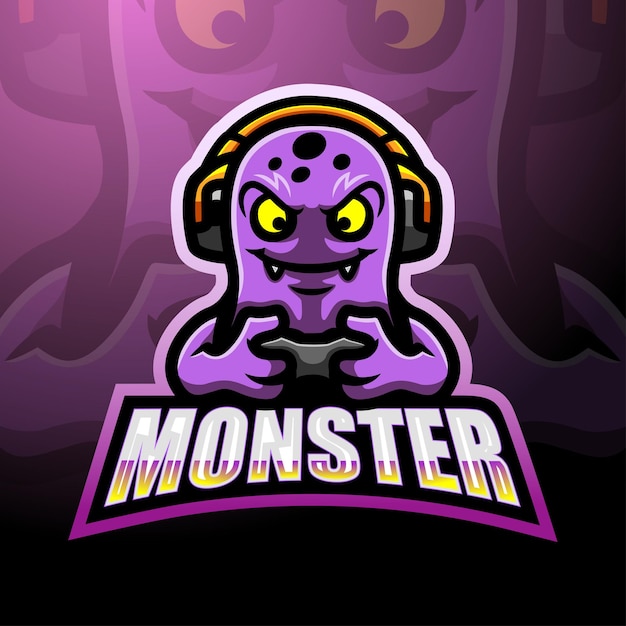 Menacing Monster Mascot with Gaming Headset | Jiffy Designs