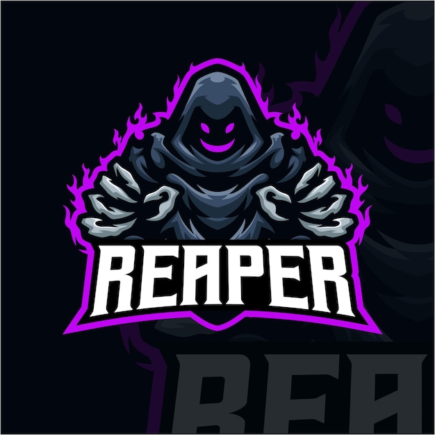 Menacing Reaper Mascot with Glowing Purple Aura | Jiffy Designs