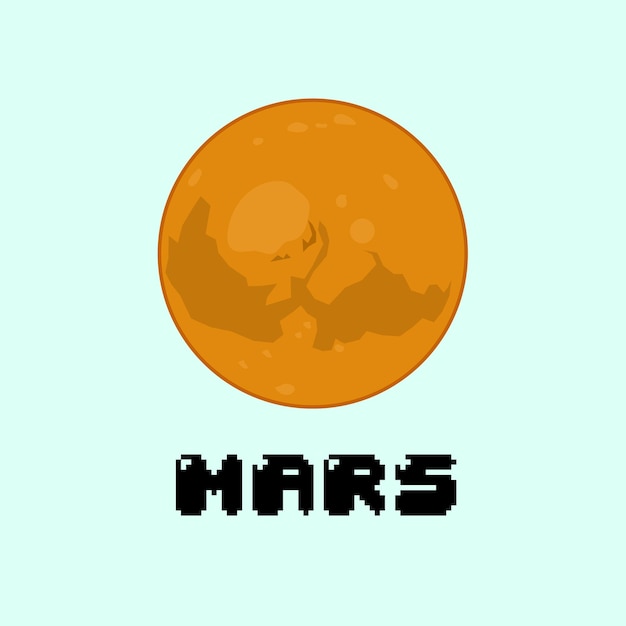 Vibrant Pixel Art Depiction of the Majestic Planet Mars | Jiffy Designs