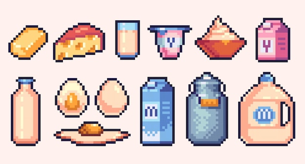 Vibrant Pixel Art Collection of Everyday Food and Household Items ...