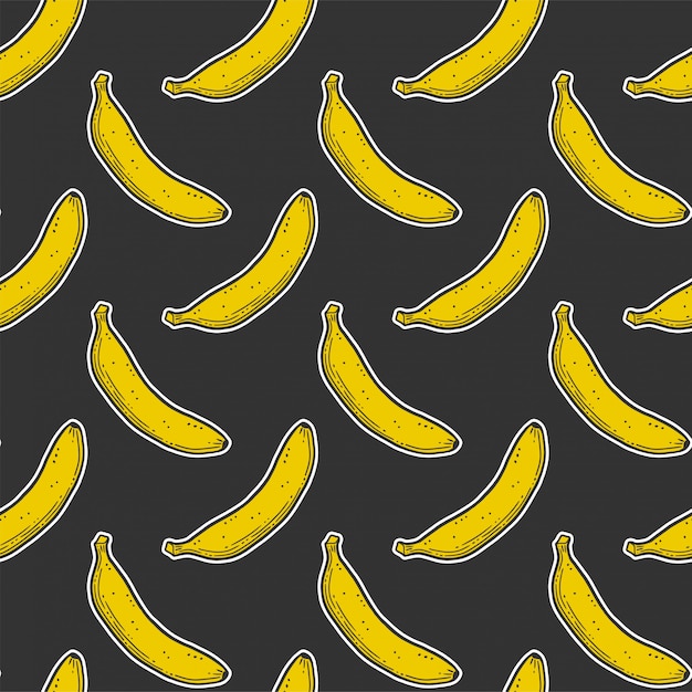 Vibrant Banana Motif on Sleek Black Background | Jiffy Designs