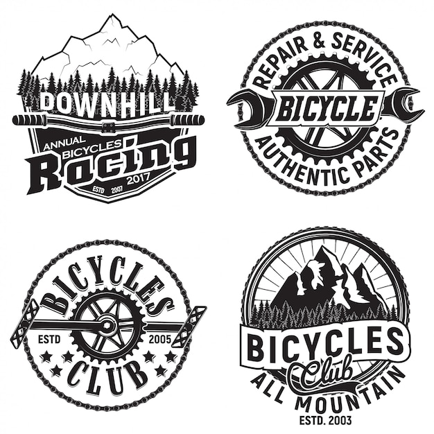 Vintage Bicycle Badges and Logos with Mountain Scenery | Jiffy Designs