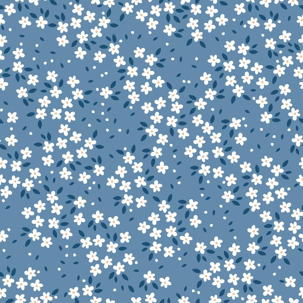 Scattered White Floral Pattern on Blue Cloudy Background | Jiffy Designs