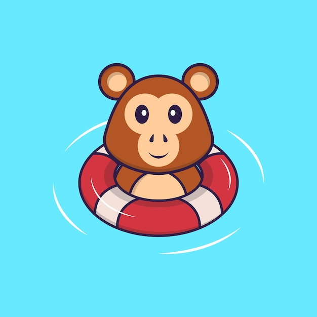 Adorable Monkey Floating in Buoyant Life Preserver | Jiffy Designs