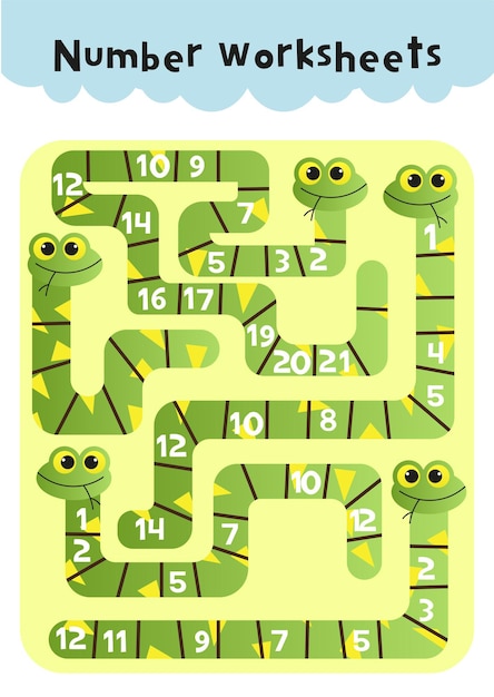 Playful Numerals and Friendly Reptiles in Number Worksheets | Jiffy Designs
