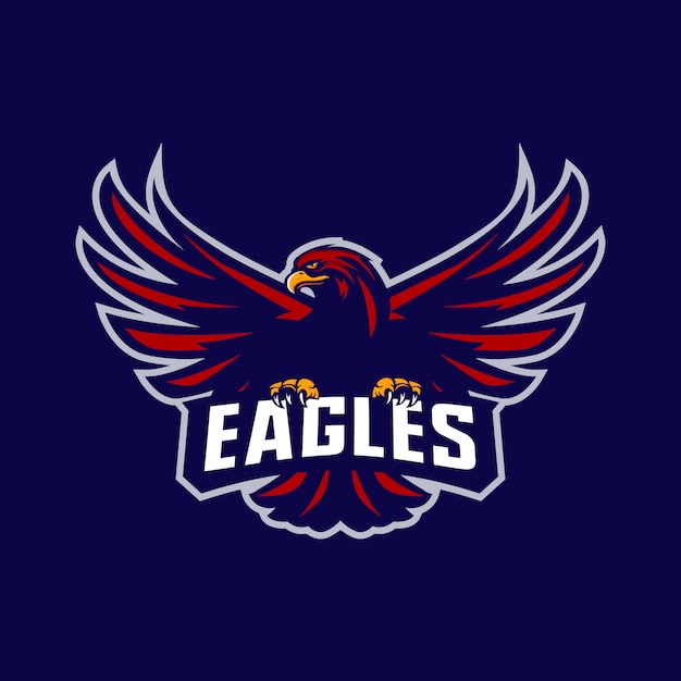Majestic Eagles Emblem with Vibrant Wings and Text | Jiffy Designs