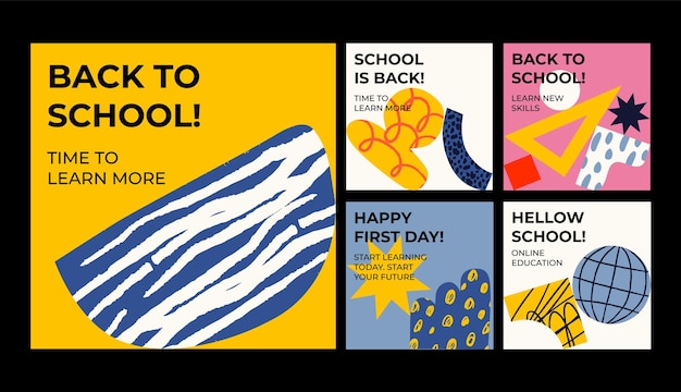 Vibrant Back to School Collage with Playful Patterns and Illustrations ...