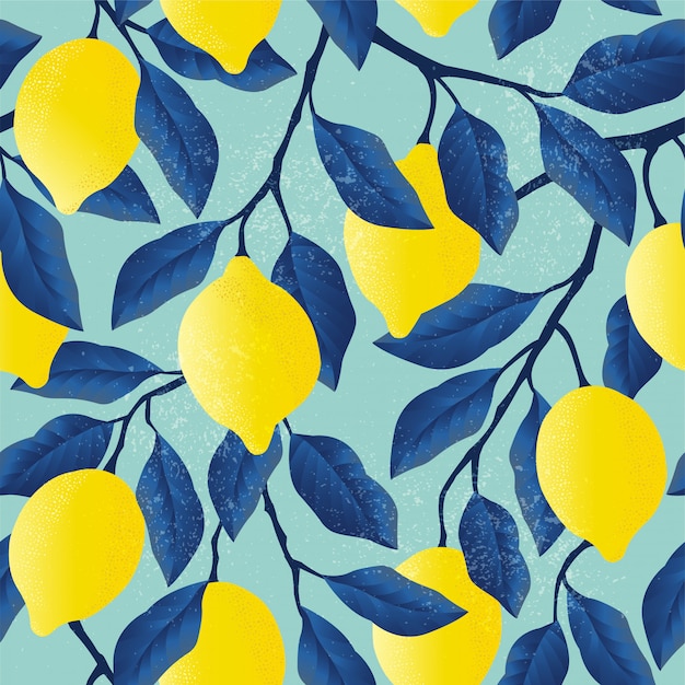 Vibrant Lemon Pattern on Teal Background | Jiffy Designs