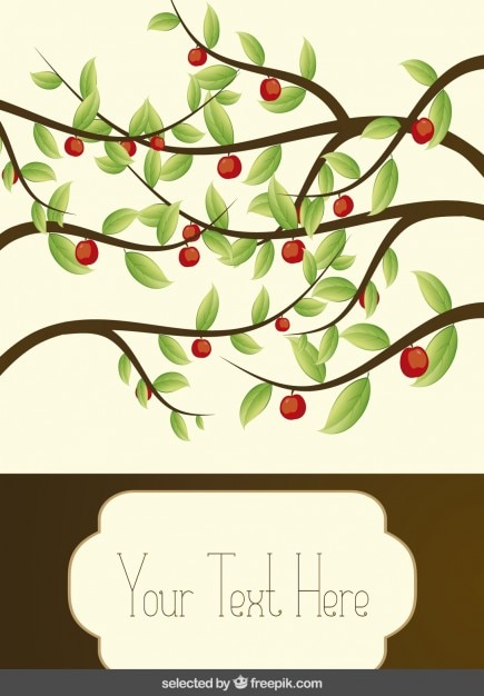 Stylized Tree Branches with Red Berries and Customizable Text | Jiffy ...