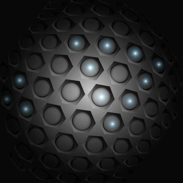 Metallic Perforated Pattern with Glowing Spheres in Hexagonal Holes ...