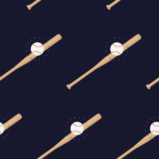 Elegant Baseball Bat and Ball Pattern on Dark Background | Jiffy Designs