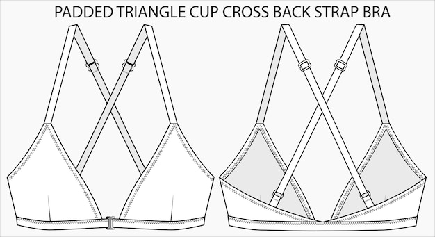 Detailed Diagram of Padded Triangle Cup Cross Back Strap Bra | Jiffy ...