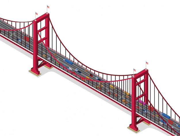 Iconic Red Suspension Bridge with Dramatic Architectural Design | Jiffy ...