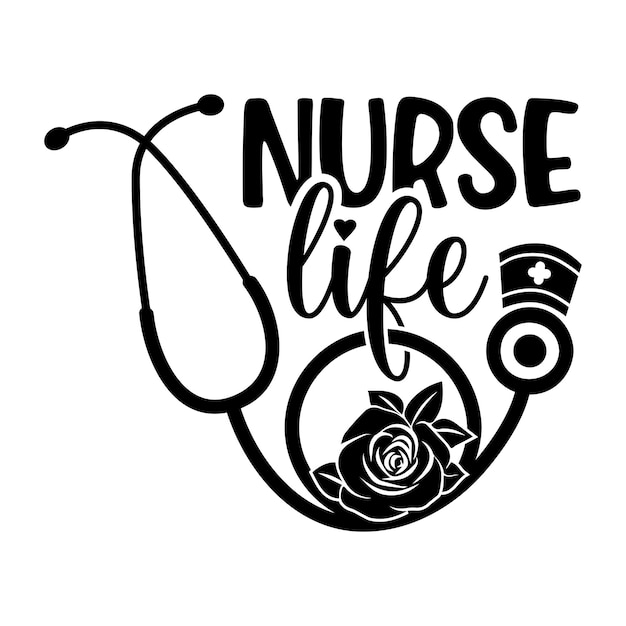 Stylized Stethoscope and Nurse Lettering with Rose Emblem | Jiffy Designs