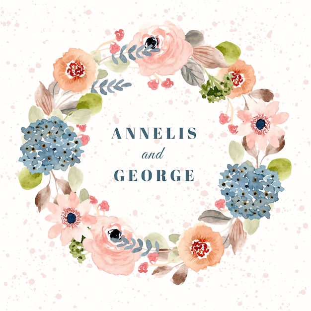 Romantic Floral Wreath with Couple's Names | Jiffy Designs
