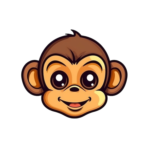 Cheerful Cartoon Monkey Head with Expressive Features | Jiffy Designs
