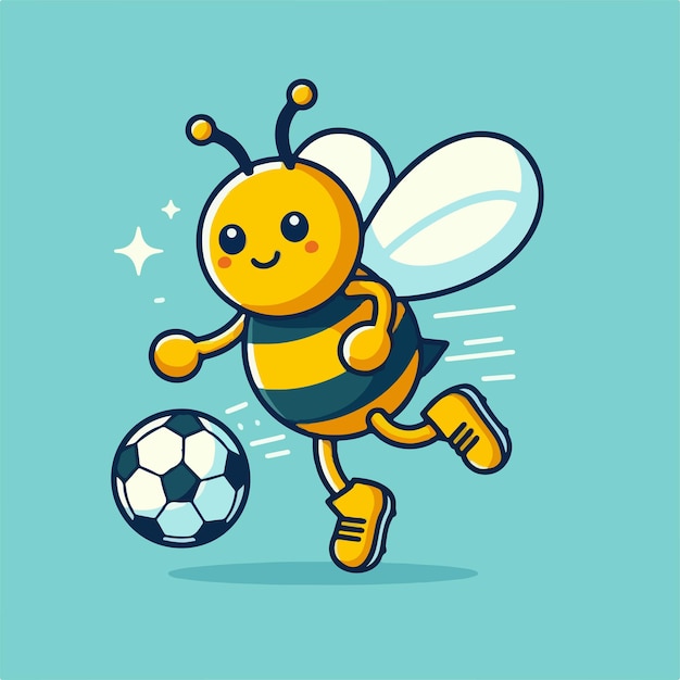 Cheerful Bee Dribbling a Soccer Ball | Jiffy Designs