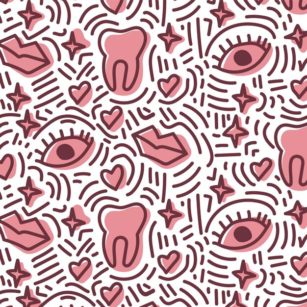 Playful Dental Doodles: A Vibrant Dental Health Pattern | Jiffy Designs
