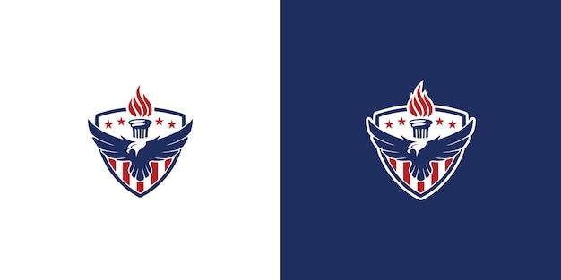 Patriotic Winged Eagle Shield with Flaming Torch Symbol | Jiffy Designs