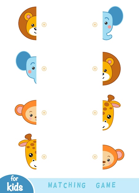 Playful Animal Faces: A Delightful Matching Game for Kids | Jiffy Designs