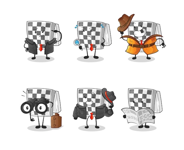 Diverse Collection of Playful Checkerboard Characters with Distinct ...