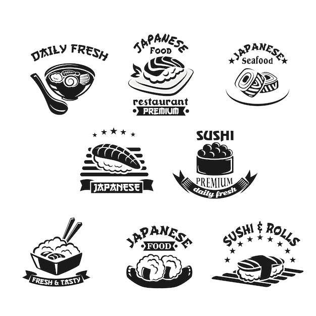 Diverse Collection of Authentic Japanese Restaurant Logos and Icons ...