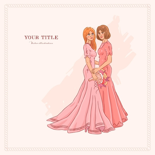 Elegant Prom Gown Sisters in Radiant Pink Dresses | Jiffy Designs