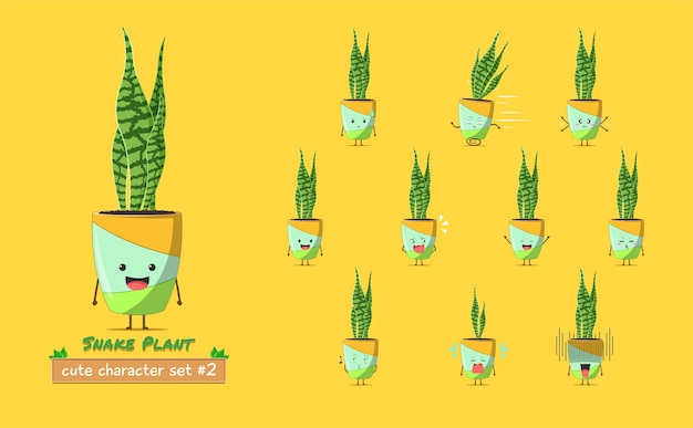 Cheerful Snake Plant Characters in Vibrant Green Pots | Jiffy Designs