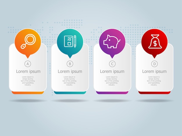 Vibrant Infographic Shapes with Descriptive Icons and Text | Jiffy Designs