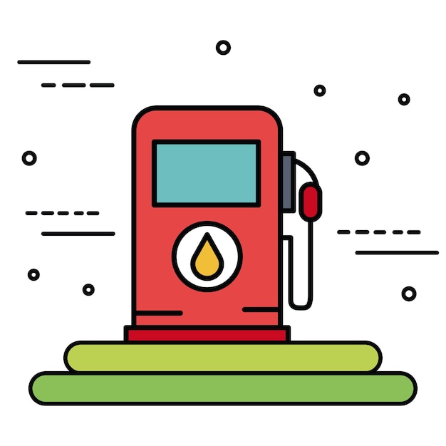 Stylized Gas Pump Illustration with Geometric Elements | Jiffy Designs