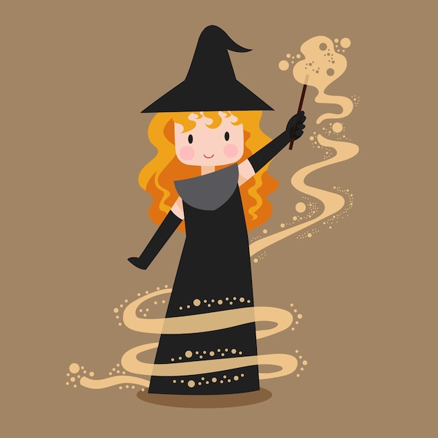 Whimsical Witch Casting Enchanting Spell with Glowing Magic | Jiffy Designs