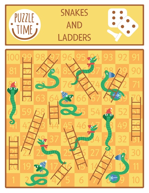 Vibrant Snakes and Ladders Game Board with Playful Reptiles | Jiffy Designs