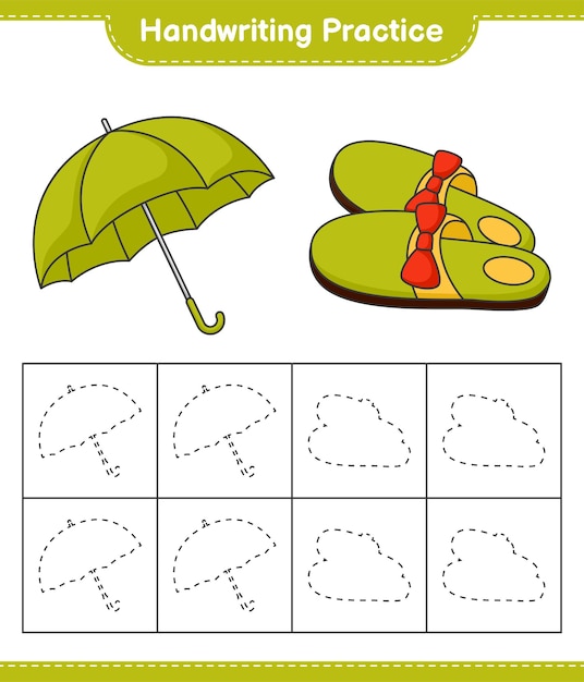 Vibrant Umbrella and Boots Handwriting Practice | Jiffy Designs