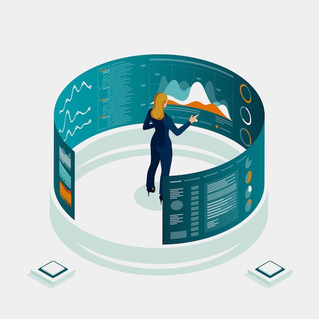 Futuristic Data Visualization Scientist Analyzing Complex Insights