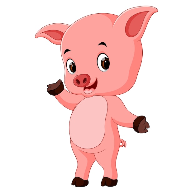 Adorable Cartoon Pig Waving Cheerfully | Jiffy Designs