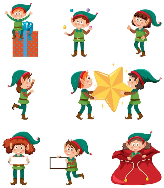Delightful Collection of Festive Elf Characters in Vibrant Attire ...