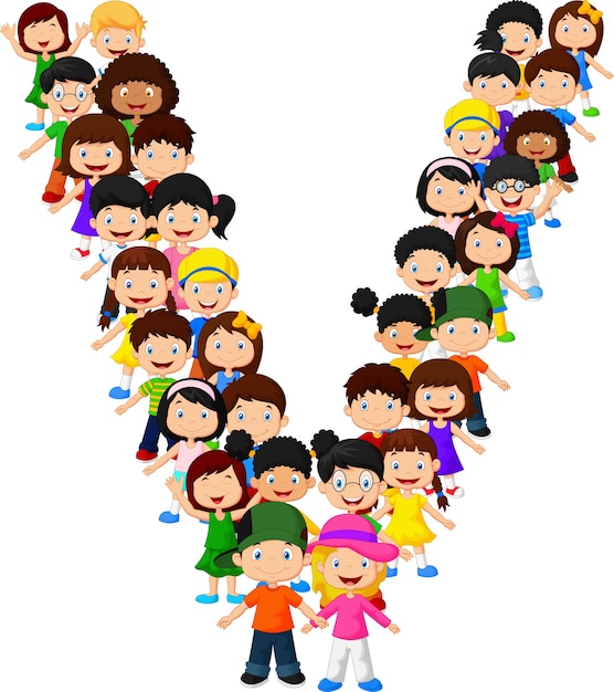 Vibrant Illustration of Diverse Children Forming a Heart Shape | Jiffy ...
