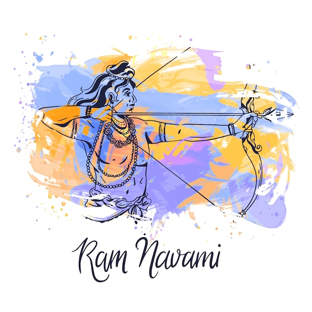 Vibrant Illustration of Lord Ram with Bow and Arrow | Jiffy Designs