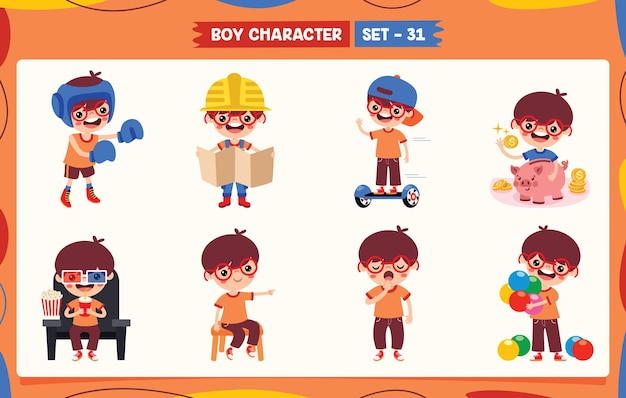 Diverse Collection of Playful Boy Characters for Multimedia Use | Jiffy ...
