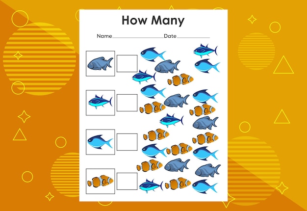 Vibrant Marine Life Counting Worksheet for Children | Jiffy Designs