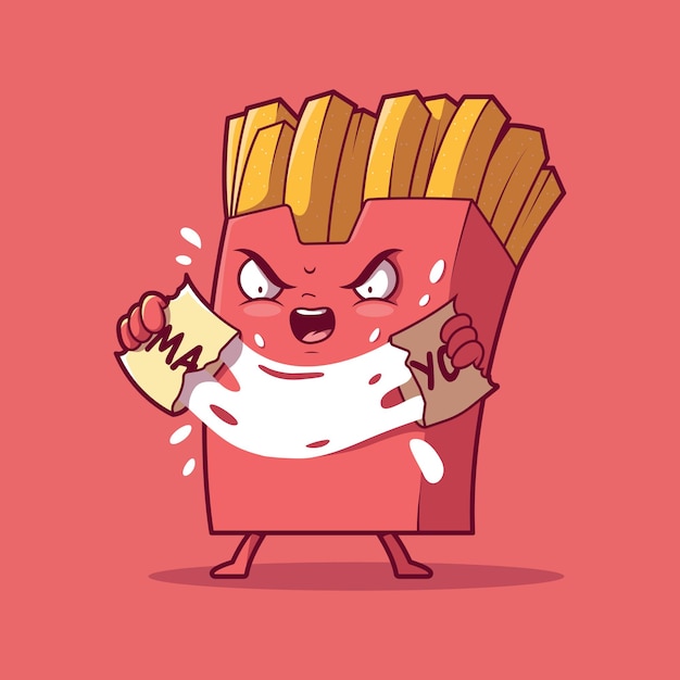 Angry Cartoon French Fries Character Throwing Tantrum | Jiffy Designs